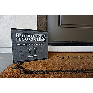 RE GOODS Real Estate Agent Supplies - Shoe Covers Box For Realtor Listings and Open Houses , Foldable Bin For Disposable Shoe Booties , Please Cover or Remove Your Shoes Sign