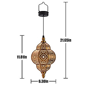 Hapjoy Hanging Solar Lights Outdoor Garden Decor Solar Lantern Waterproof Plastic Moroccan Outdoor Decorations for Patio Pathway Yard Backyard Garden Decorative (1 Pack, Bronze)