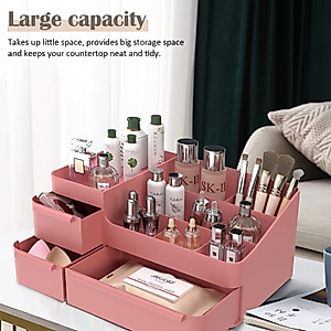 Makeup Organizer with Drawers, Countertop Organizer for Vanity, Bathroom and Bedroom Desk Cosmetics Display Case for Brushes, Lotions, Perfumes, Eyeshadow, Lipstick and Nail Polish