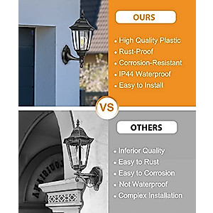 FUDESY Outdoor Wall Porch Lights, Exterior Waterproof Wall Sconce Light Fixture, Black Plastic Wall Lantern Wall Mount Lighting for Front Door, Garage, Patio, FDS341B2 (Bulb Included)