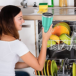 WETOWETO 30oz Tumbler, Stainless Steel Vacuum Insulated Water Coffee Tumbler Cup, Double Wall Powder Coated Spill-Proof Travel Mug Thermal Cup for Home Outdoor (Cyan, 1 Pack)