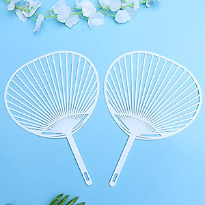 LUOEM 10pcs Japanese Fan Uchiwa DIY Kit Hand-held Fan Framework for DIY Crafts (White)
