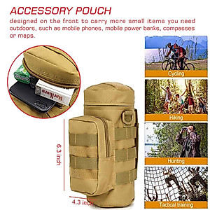 Tactical Molle Water Bottle Pouch, Multicam Military Army Molle Water Pouches Carrier Holder with Pocket for Hiking Camping Outdoor Sport Travel