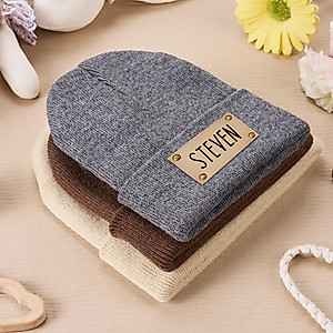 Custom Beanie Hats, Knitted Infant Baby Beanies Caps for Toddler Boys Girls Adult Black