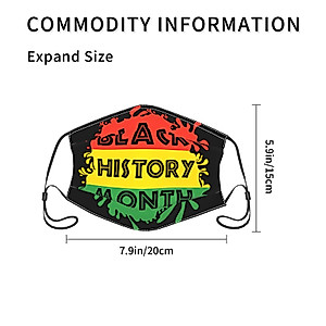 MISOLAXI 3Pcs Independence Day African American Freedom Masks Washable Reusable Balaclavas Face Mask Adjustable Ear Loops