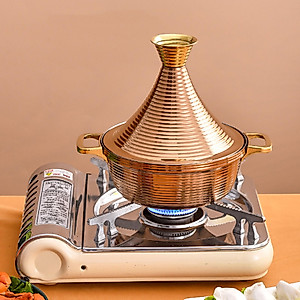 304 Stainless Steel Tagine Pot Moroccan Cooker Non Stick Cooking Pot with 2 Handle Large Moroccan Cooking Tagine Pot with Cone-Shaped Closed Lid,Silver,23cm