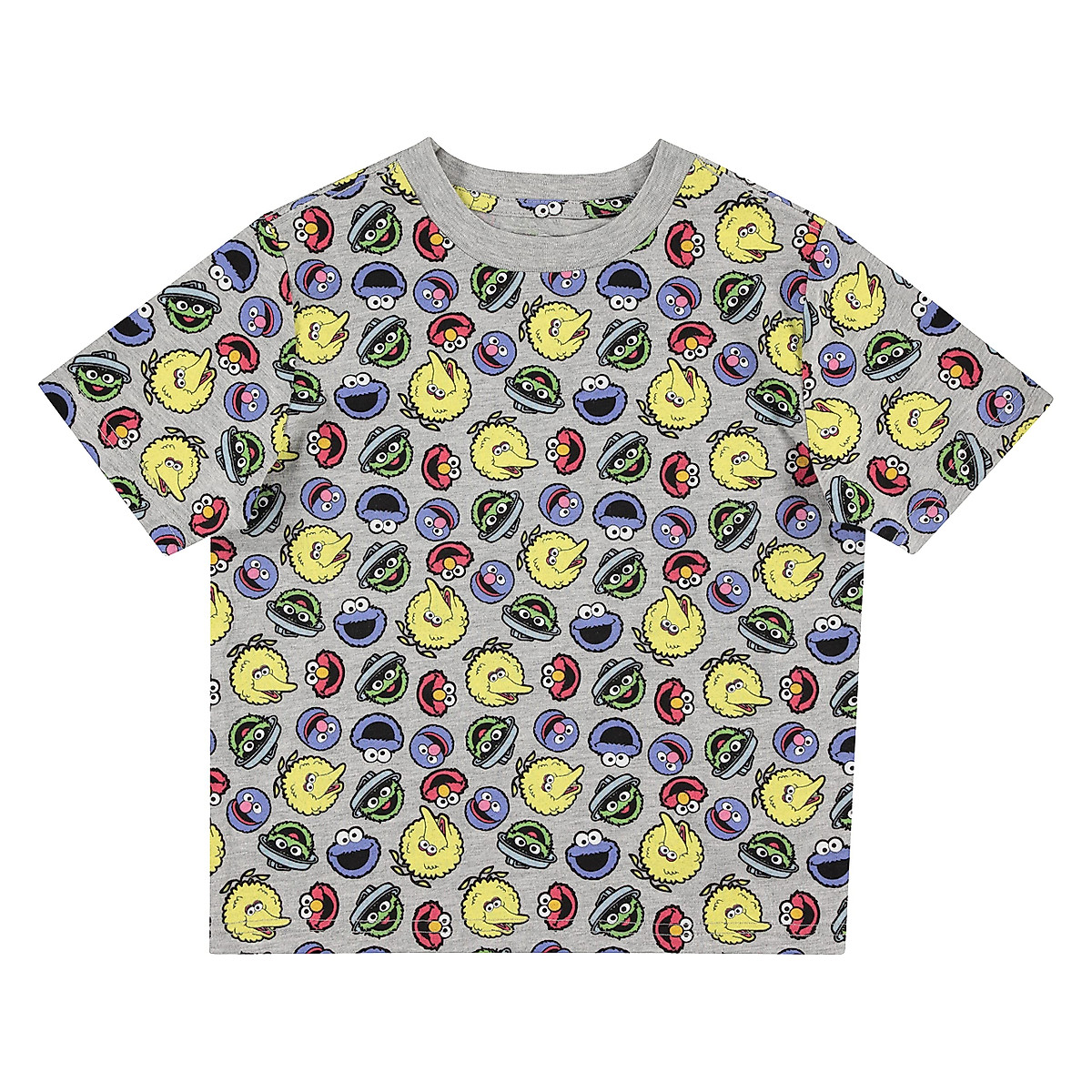 Sesame Street Boys Toddler Shirt Elmo Cookie Monster Big Bird Toddler Boys Allover Shirt (Heather, 4T)