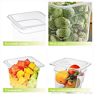 Hyuetrsa 8 Packs Plastic Food Pan with Lids Clear Food Storage Containers 1/6 Size 6 Inch Deep Restaurant Commercial Hotel Pans Stackable Polycarbonate Pan for Vegetables Fruits Beans Corns