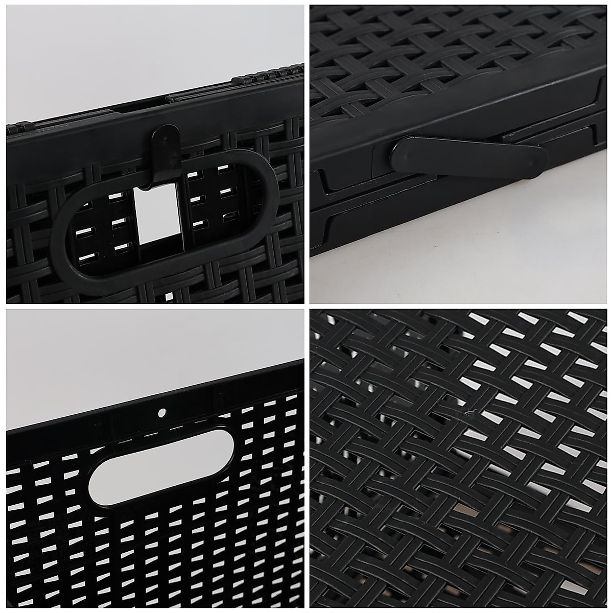 Melontray 42 L Tall Plastic Laundry Hamper, Collapsible Laundry Baskets with Cut Out Handle, Black