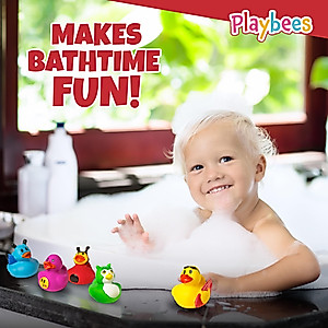 Playbees Assortment Rubber Duck Toy Duckies for Kids - 50 Pack - Sensory Play, Stress Relief, Stocking Stuffers, Bath Birthday Gifts Baby Showers Classroom Incentives, Summer Beach and Pool Activity