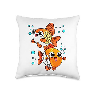 Goldfish Lovers Aquarium Decor Kids Aquarium Fish Tank Lovers Oranda Goldfish Throw Pillow, 16x16, Multicolor