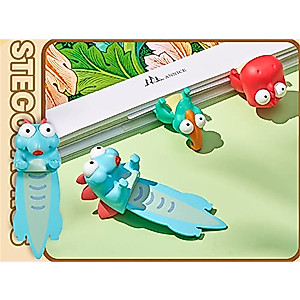 3D Dinosaur Bookmarks for Kids Students, Wacky Funny Christmas Cartoon squashed Bookmarks Novelty Stationery Birthday Party Bookmarks Favors for Teens Boys Girls Friends（4PCS）