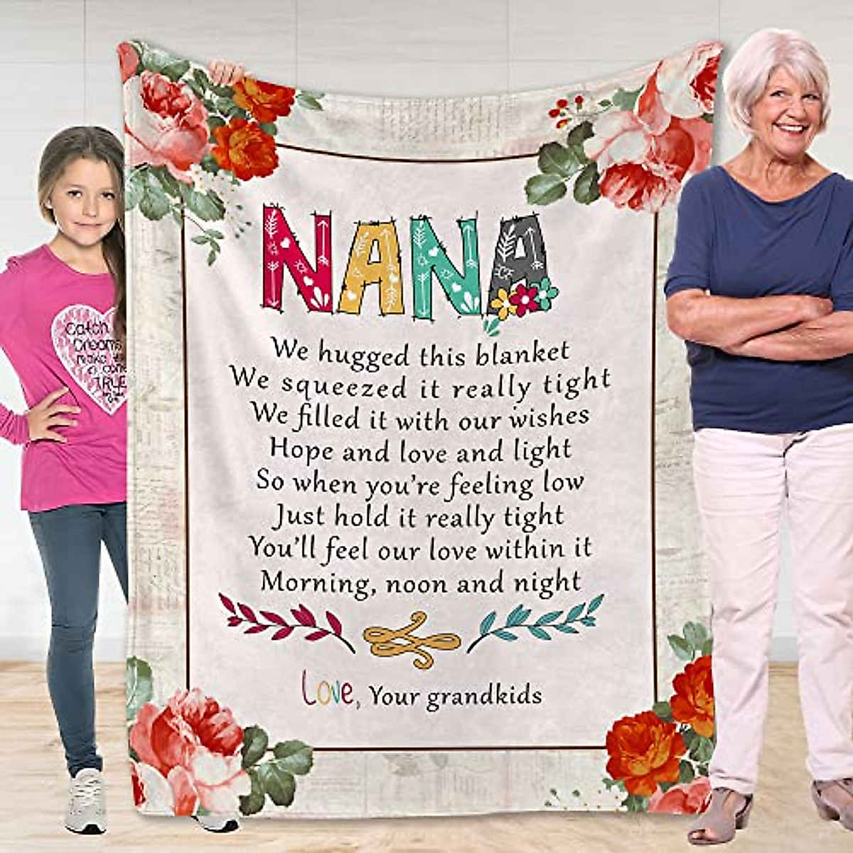 Fastpeace Nana Gifts, Nana Blankets for Nana Grandma Mom Grandmother, Birthday Gifts for Nana from Granddaughter Grandson Grandchildren - Nana Blanket Presents Throw 50x60