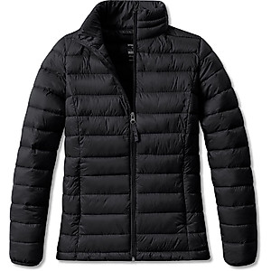 TSLA Women's Lightweight Packable Accent Puffer Jacket, Water-Resistant Winter Coat, Ascent Puff Packable Jacket Black, XX-Large