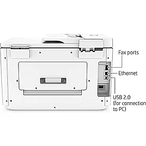 HP OfficeJet Pro Series Wide Format All-in-One Printer with Wireless Printing, Print Scan Copy Fax, Auto 2-Sided Printing, 512MB, 34 ppm, Compatible with Alexa - White