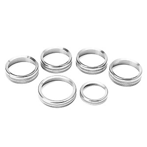iJDMTOY 6pc-Set Silver Aluminum Air Conditioner Stereo Volume/Tune Trailer/4WD Switch Turner Covers Compatible with 2017-2020 Pre-LCI Ford SuperDuty F250 F350 F450 w/Rubber Turners