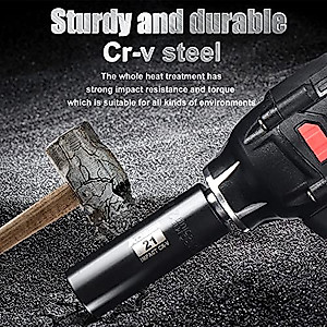 AOBEN 1/2-Inch Drive Impact Socket Set, 29 Pieces, 6 Point, SAE/Metric, (3/8" - 1", 10mm - 24mm), Deep, Cr-V Steel, Includes 3", 5", 10" Extension bars