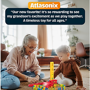 300 Pcs Domino Train Set - Automatic Rally Setter for Boys & Girls - Ages 4-10 - Montessori Toy with Colorful Tracks - Christmas & Creative Birthday Toy, Automatic Block Laying Stacker Game