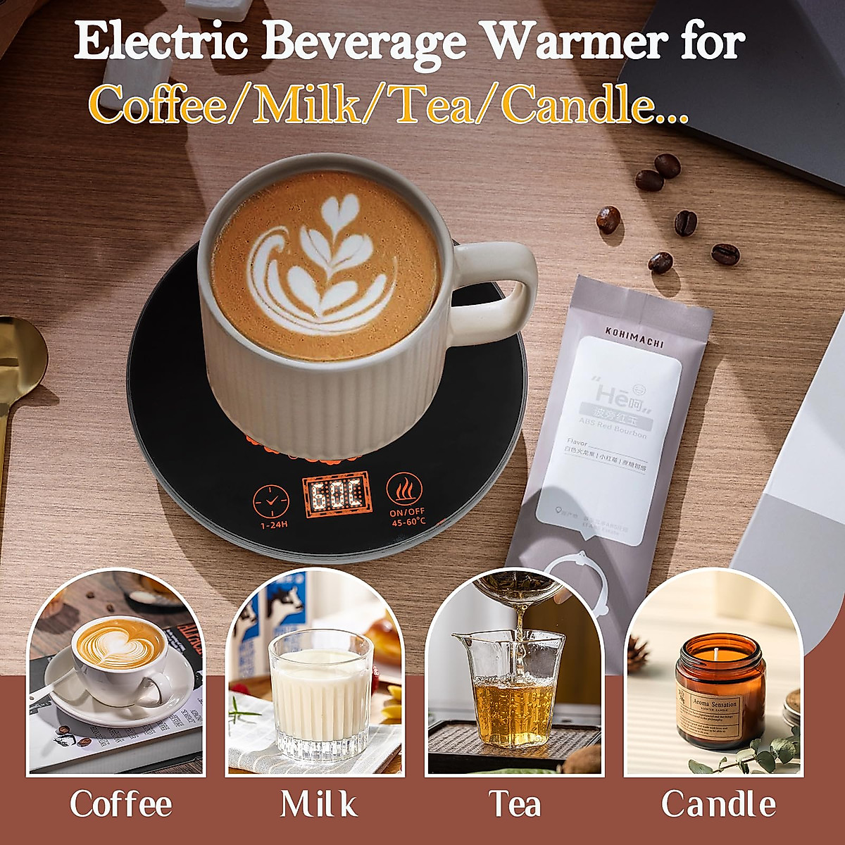 Coffee Mug Warmer for Desk with Auto Shut Off,Coffee Cup Warmer for Desk with 2 Adjust Temp.&24 Hours Timer-Coffee Gifts