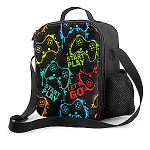 Duduho Colorful Game Joystick Insulated Lunch Bag Reusable Tote Bag Lunch Box Food Container For Men Women Kids