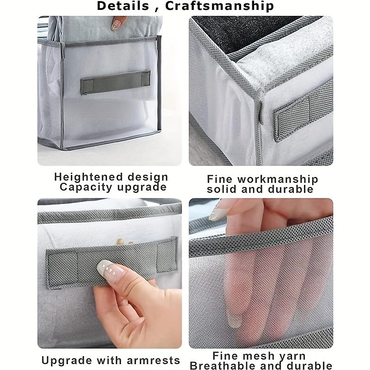 6pcs Wardrobe Clothes Organizer For Jeans, Upgraded Drawer Organizers For Clothing With Handle, Foldable Drawer Organizers For Family (Shirt+Jeans+T-Shirt+Bra+Underwear+Socks, Gray)