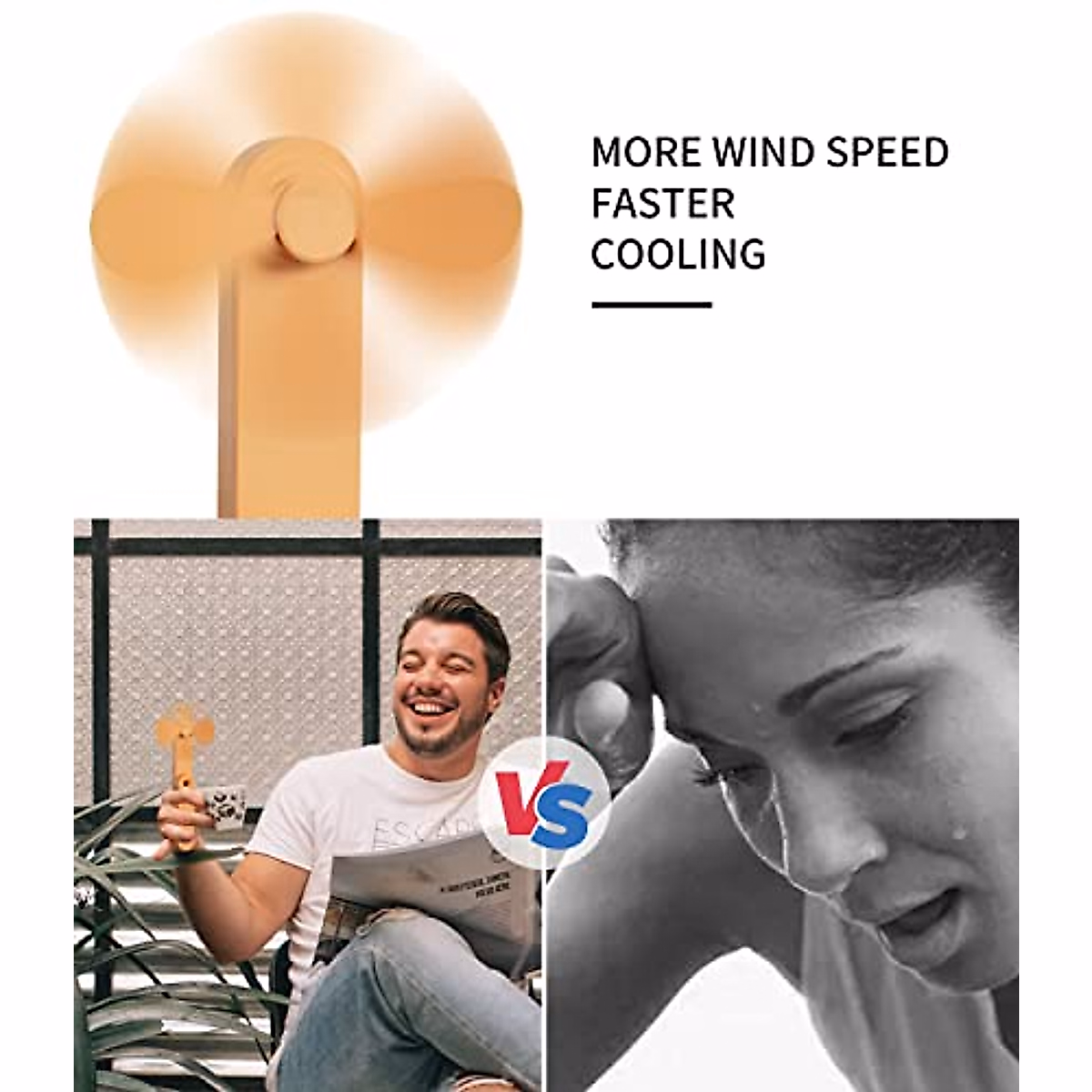 Joylifetech Personal Fan Handheld, Handheld Fan with 1200mAh, Lightweight Portable Fans Rechargeable that Can Rotate 360°, 3 Speeds Pocket Fan for Travel Commute Work Outdoor