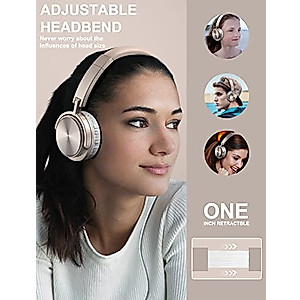 Nasuque Headphones with Microphone, Foldable Wired Headphones with Deep bass, Adjustable Headband and Noise Isolation for Smartphone Computer Laptop Chromebook MP3/4, (Gold)