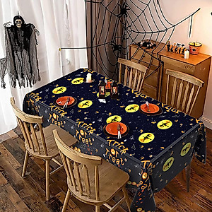 Halloween Tablecloth, 2 PCS 54" X 108" Halloween Tablecloth Plastic for Halloween Decorations, Rectangle Halloween Table Cloth Disposable Trick or Treat Pumpkin Witches Table Cover for Halloween Party