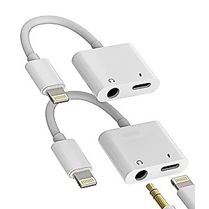 2pack,Converter Compatible for iPhone Headphone Adapter Compatible with Lightning to 3.5mm AUX Audio Jack and Charger Dongle Earphone Splitter 11 12 pro xs xr x 8 for Ipad charging connector for Apple