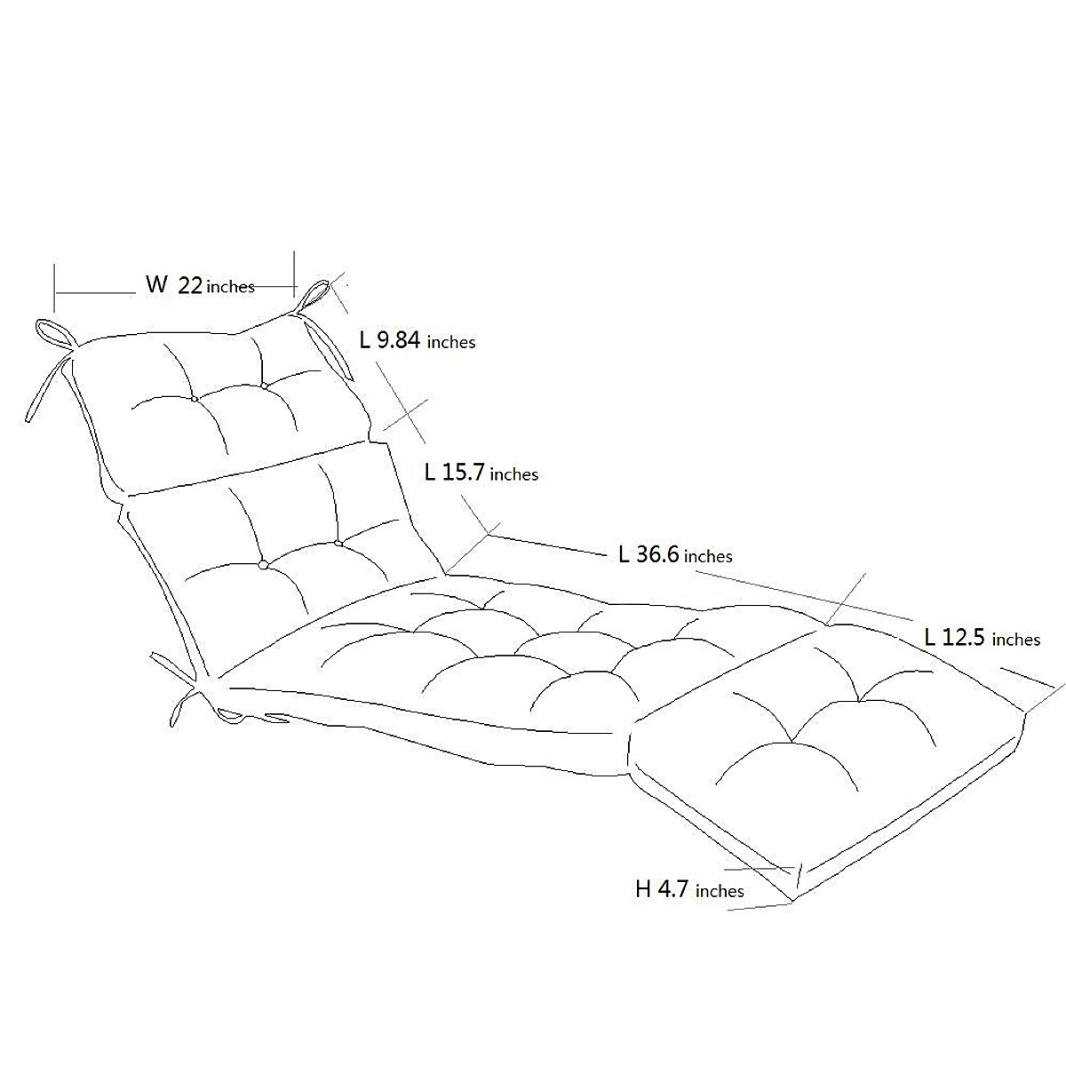 QILLOWAY Indoor/Outdoor Chaise Lounge Cushion,Spring/Summer Seasonal All Weather Replacement Cushions. (Dark Coffee/Brown/Chocolate)