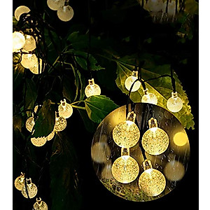 Solar String Lights Outdoor Crystal Ball Waterproof Globe String Lights 31ft 50LED Solar Powered Fairy Lighting for Garden Home Landscape Holiday Decorations (warm white) (warm white)