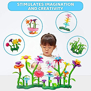 BEMITON Flower Building Toy Set for Girls, Best Birthday Gifts for 3 4 5 6 7 Year Old Kids, Arts and Crafts Kit for Toddlers, STEM Activities and Gardening Pretend Playset, 148 pcs