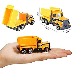 YIMORE Alloy Construction Engineering Truck Models Mini Pocket Size Play Vehicles Cars Toy Cake Toppers for Kids Toddlers Boys (5Pcs Set)