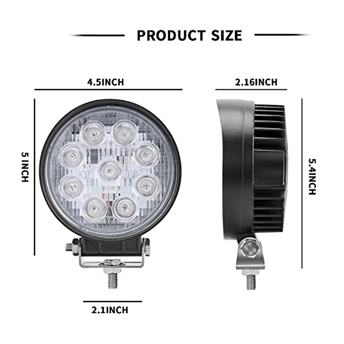 27W Spot Green Round Work LED Light Fog Offroad Off Road Lights Driving Lamp Waterproof for Hunting Pickup UTV Truck Car Boat SUV Boat 4WD ATV 12V 24V 4x4 Tractor Motorcycle（2pcs）