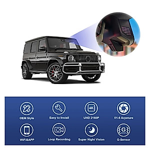 Fitcamx Car DVR Dashcam 4K Dash Cam Compatible with Mercedes Benz G Class G550 G400d 350d G63 2019 to 2023,G550 G500 G350d G63 2013 to 2018 (Color : G Class 2019 to 2023, Size : 4K Front Cam 64GB)