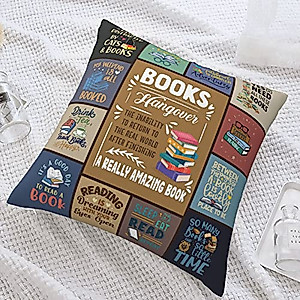 Dfaqehk Book Lovers Gifts for Women - Book Lovers Gifts for People Who Like to Read - Mothers Day Bookish Gifts for Reader, Librarian, Book Club - Book Accessories Throw Pillow Covers 18 x 18 Inch