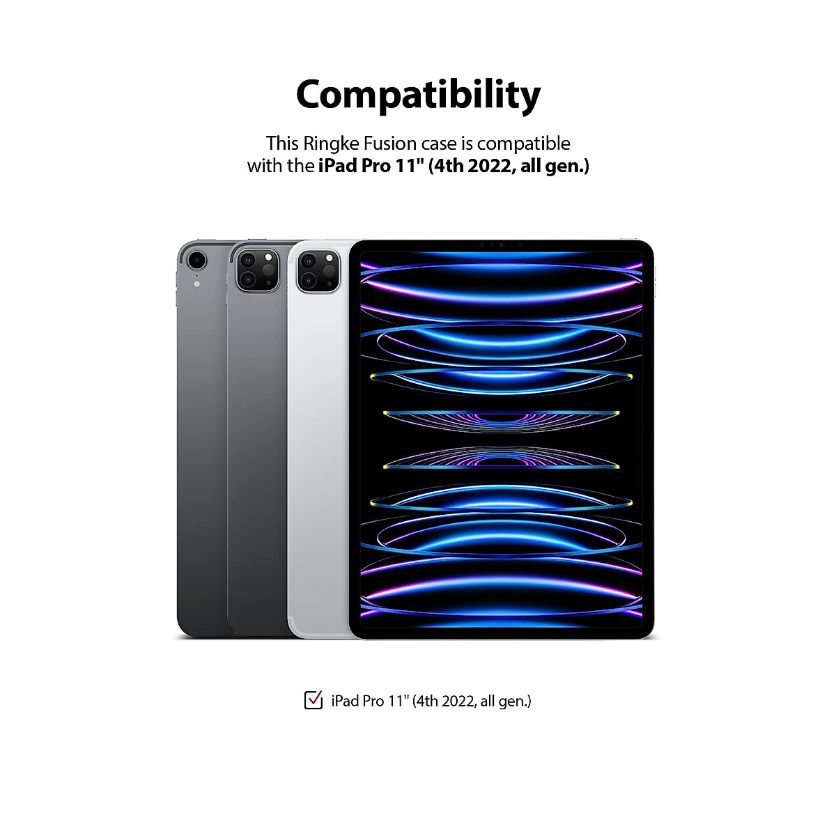 Ringke Fusion [Case + Pencil Holder] Compatible with iPad Pro 11 Inch Case (4th 2022, 3rd 2021, 2nd 2020, 1st 2018) Transparent Hard Back Shockproof Double Air Pocket Bumper - Clear