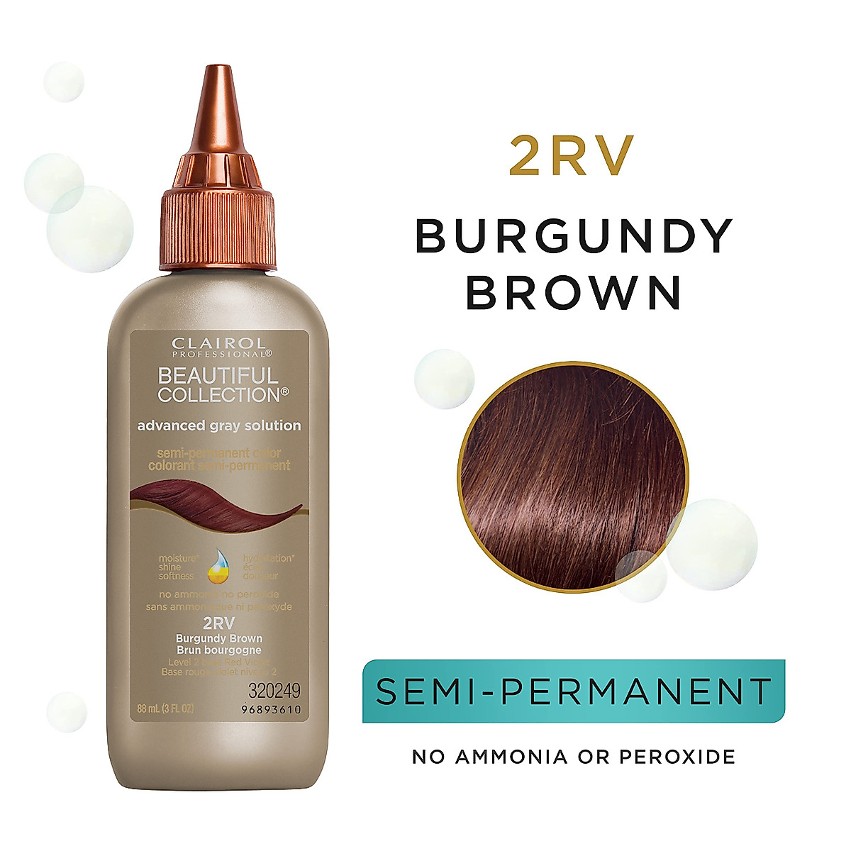 Clairol Professional Beautiful Collection Advanced Gray Solutions, 2RV Burgundy Brown, 3 oz. - Packaging May Vary