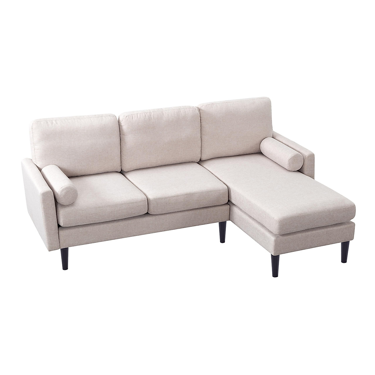 Eafurn L Shaped Sectional Sofa with Reversible Chaise Lounge, 3 Seater Convertible Corner Couch with Rubber Wood Legs, Modern Fabric Sofa&Couches for Living Room, Apartment and Small Space