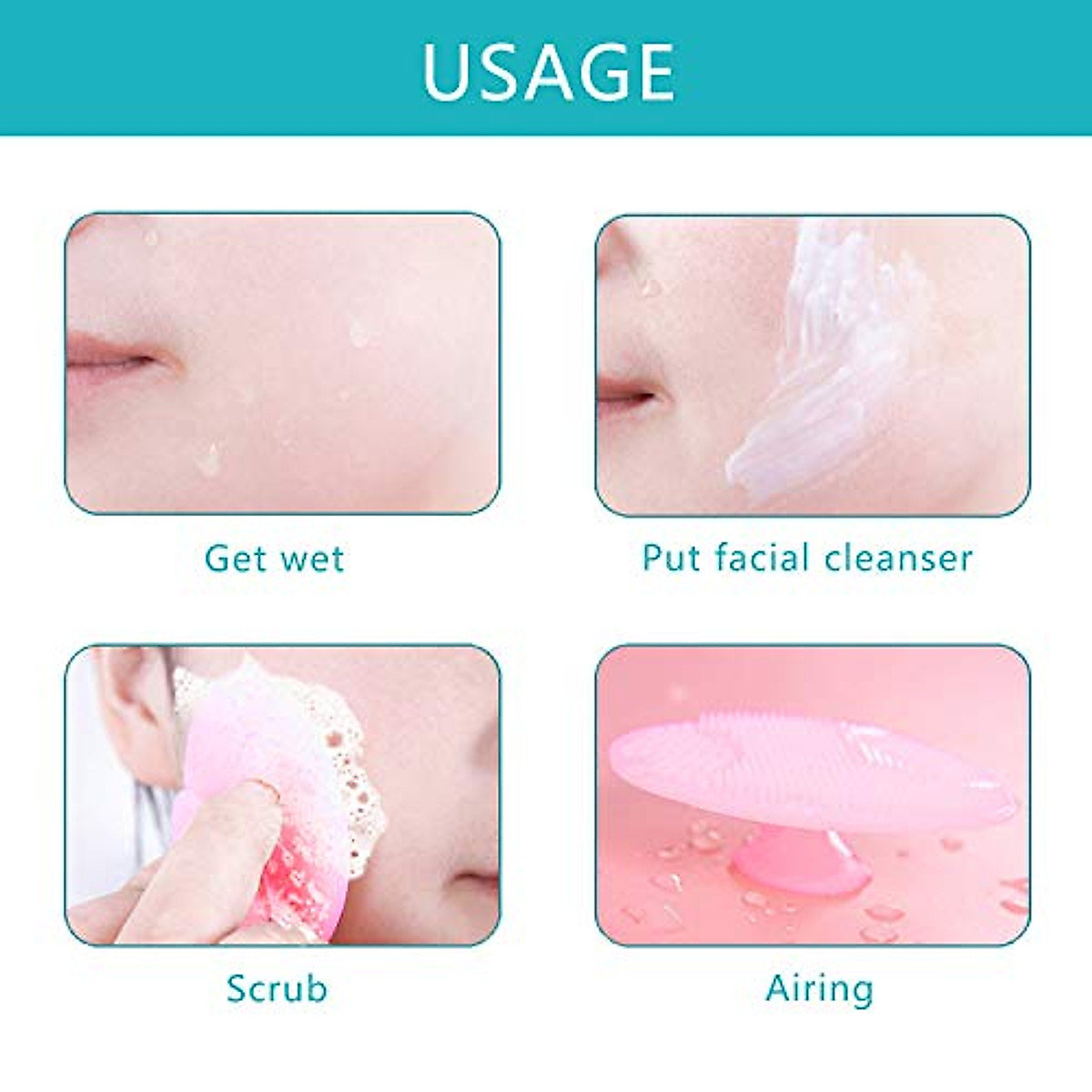 OBSCYON 6 Pieces Soft Silicone Face Scrubber Facial Cleansing Brush Pore Cleansing Pad, Lip Exfoliator Brush, Silicone Face Mask Brush for Skin Care