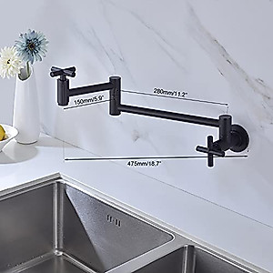 Delle Rosa Pot Filler Faucet, Wall Mount Pot Filler Kitchen Faucet, Folding Stretchable Brass Kitchen Faucet with Single Hole Two Handles, Brushed Gold Pot Filler