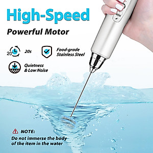 Sakgos Milk Frother Rechargeable Handheld-Electric Whisk 3 Speed Adjustable, Coffee Frother Wand with 3 Stainless Whisks, Electric Foam Maker, Drink Mixer Blender for Latte Cappuccino Matcha Egg