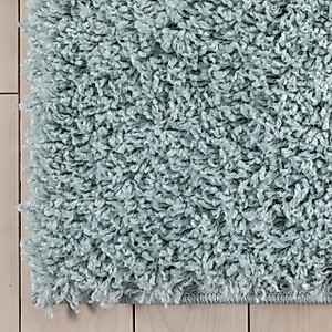 Well Woven Emerson Plain Shag Seafoam Green Textured Area Rug (3'11" x 5'3")