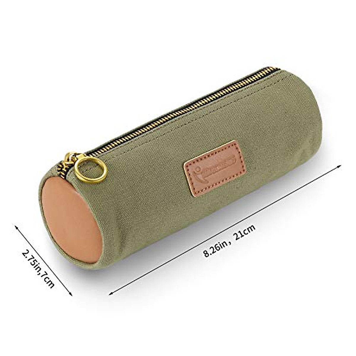 iDream365 Canvas Simple Pencil Case Bag Pouch，Durable with Brass Zipper,Match Color Design-Green