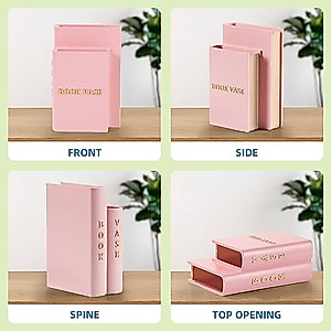 Home Decor Book Shaped Decorative Vase,Resin Vases for Home Decor,nique Home,Bedroom,Office Accent,Bookshelf Unique Vase Book Lover (Pink)