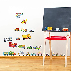 DECOWALL DW-1405 The Transports Kids Wall Stickers Wall Decals Peel and Stick Removable Wall Stickers for Kids Nursery Bedroom Living Room d?cor