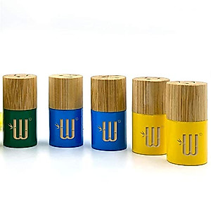 Dental Floss threaders 5PCS Biodegradable bamboo charcoal dental floss with refillable bamboo container | Free refill | Natural candle wax | 30M x 12| Corn and charcoal floss, | Environmental protecti