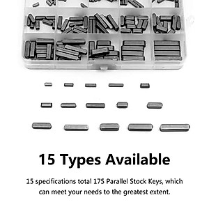 Watris Veiyi Parallel Square Stock Key, Shaft Feather Key, Key Stock Assortment, Parallel Drive Shaft Keys Sets, Pump Shaft Key, Flywheel Keys, Keyway Stock, Keyway Tension (140PCS)