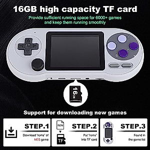 SF2000 Retro Handheld Game Console - Built in 6180+ Classic Video Games,3.0 inch IPS Screen, Supports External TF Card, 2.4G Wireless Handles, AV Output Plug & Play 4K Game Console…