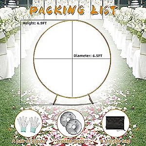 Round Backdrop Stand Circle Arch, 6.5ft Golden Aluminum Balloon Arch Kit for Party Decoration Wedding Arch Flower Ring Stand Harfirbe
